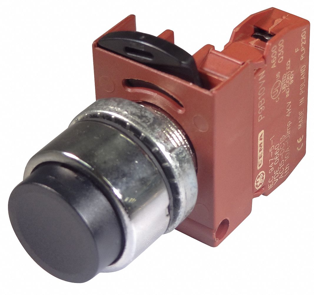 ABB Non-Illuminated Push Button: 22 mm Size, Momentary Push, Black, 1NO ...
