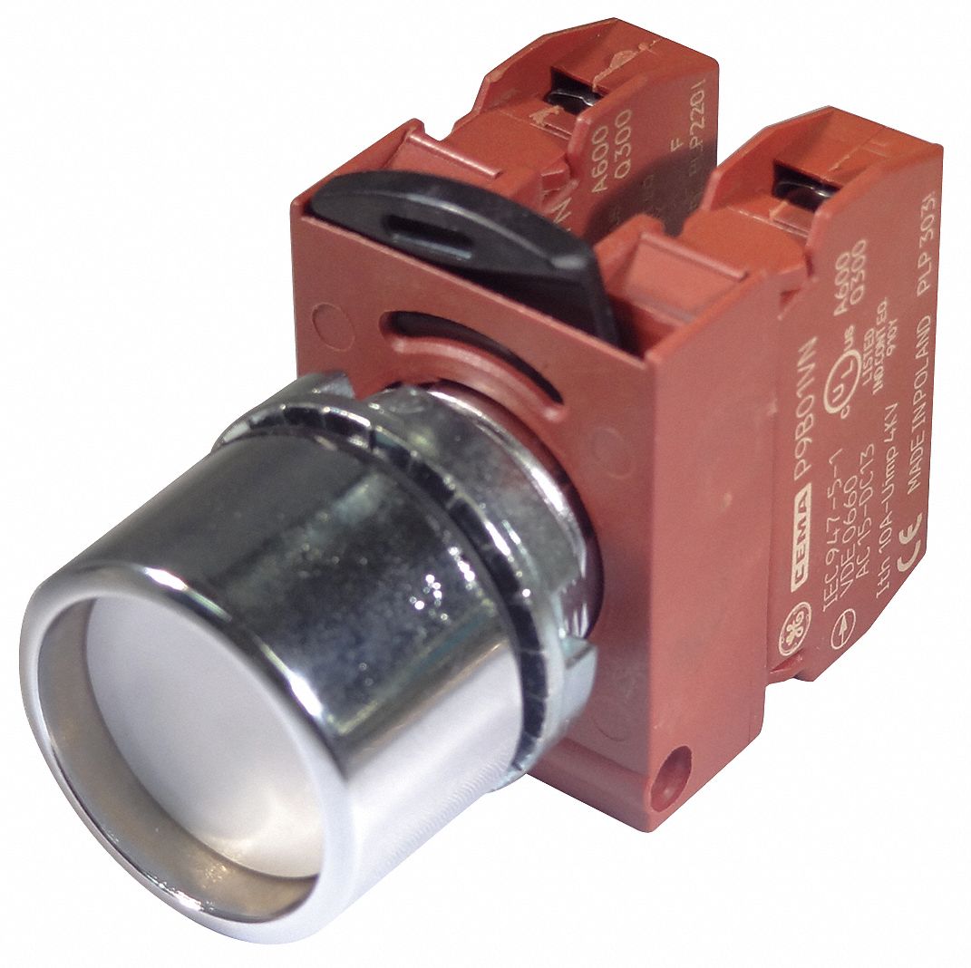 ABB Non-Illuminated Push Button: 22 mm Size, Momentary Push, White, 1NO ...