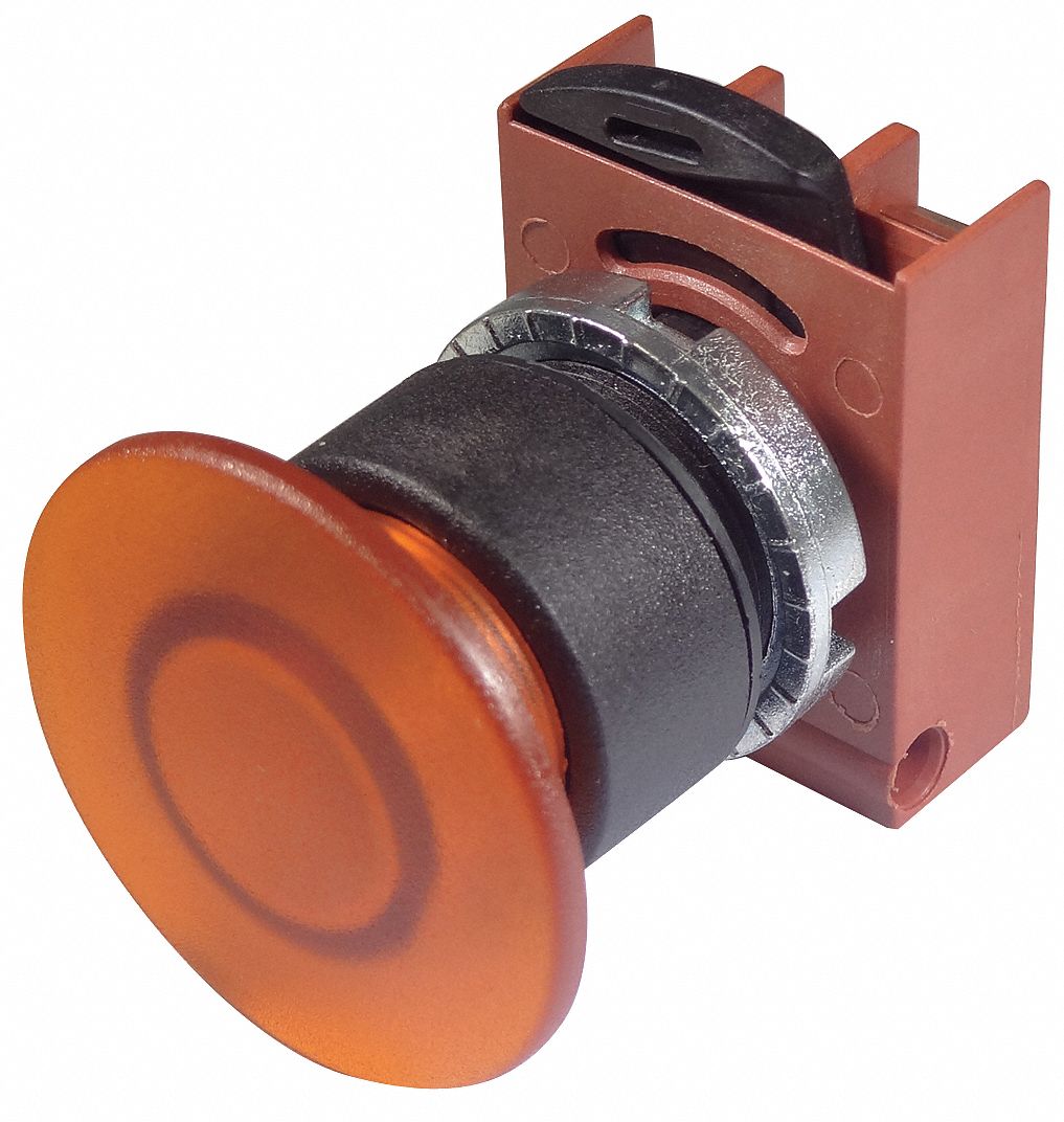 ABB, 22 mm Mounting Size, Non-Metallic, Mushroom Head Push Button - 49A790|P9M-EM4AL - Grainger