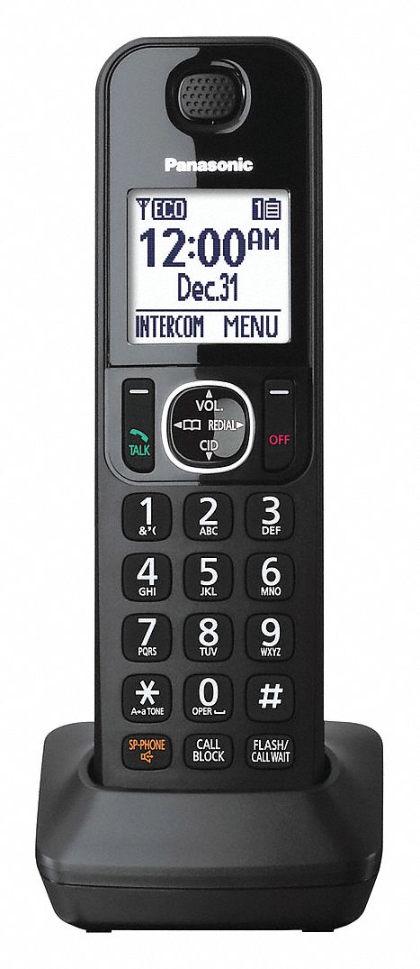 PANASONIC Handset, Color Black, Plastic Material, 120V AC Voltage ...