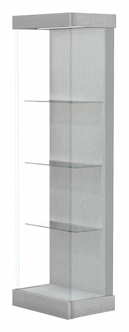 Floor Display Case,Brushed Silver,24in.L - Grainger