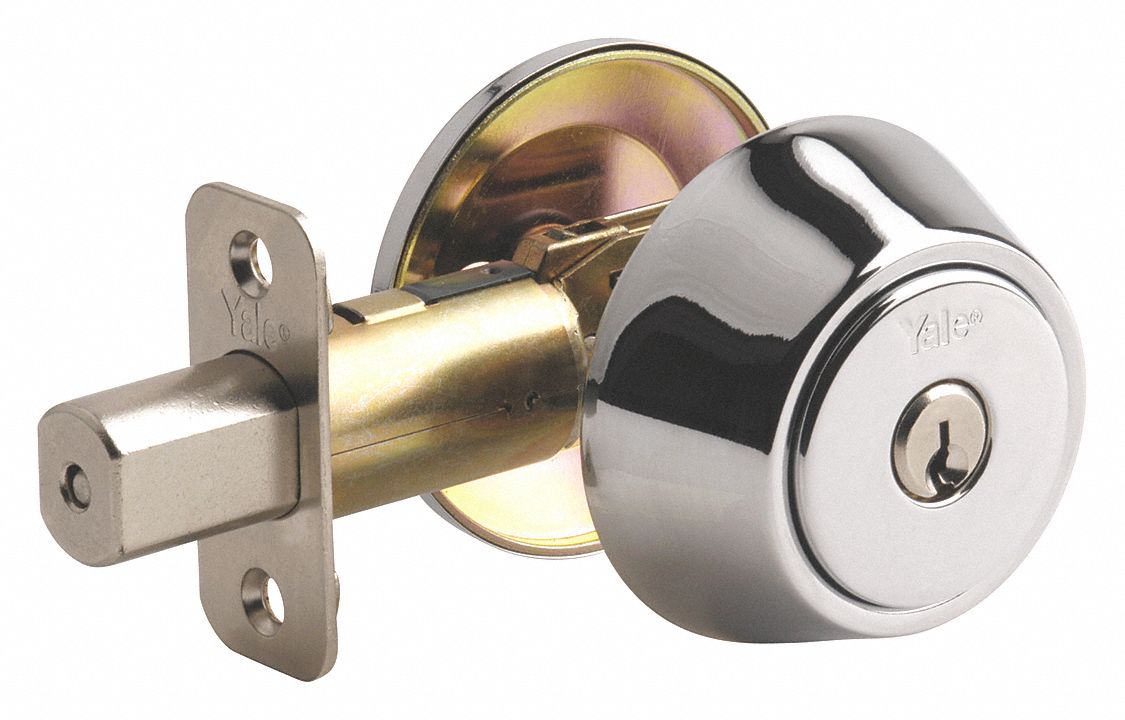 YALE RESIDENTIAL, Cylindrical, 1 3/8 in Door Thick - Max, Deadbolt Lock ...