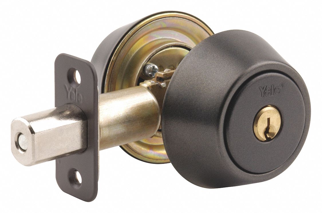 YALE RESIDENTIAL, Cylindrical, 1 3/8 in Door Thick - Max, Deadbolt Lock ...