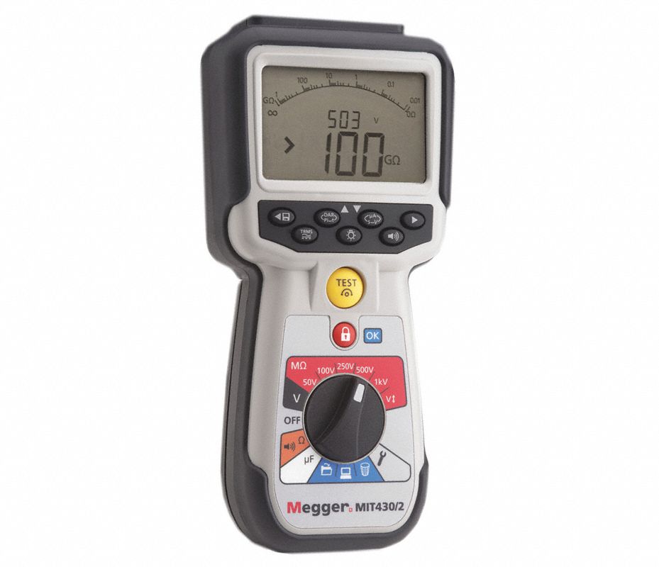 MEGGER Megóhmetro de Batería , LCD Retroiluminada , Rango de ...