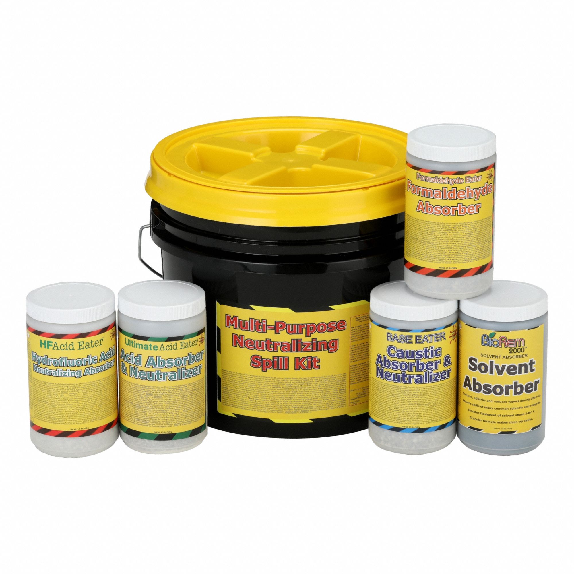 SPILL WIZARDS, Bucket, (2) Aprons/(2) Goggles/(4) PVC Gloves, Spill Kit ...
