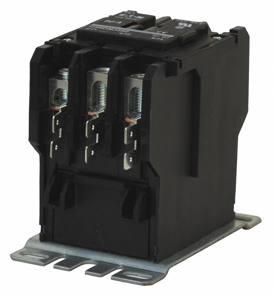 EATON 120V AC Definite Purpose Contactor; No. of Poles 3, 50 Full Load ...