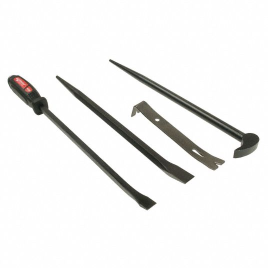 MAYHEW Pry Bar Set: Chisel/Point End, 16 in_17 in Overall Lg, 4 in Bar ...