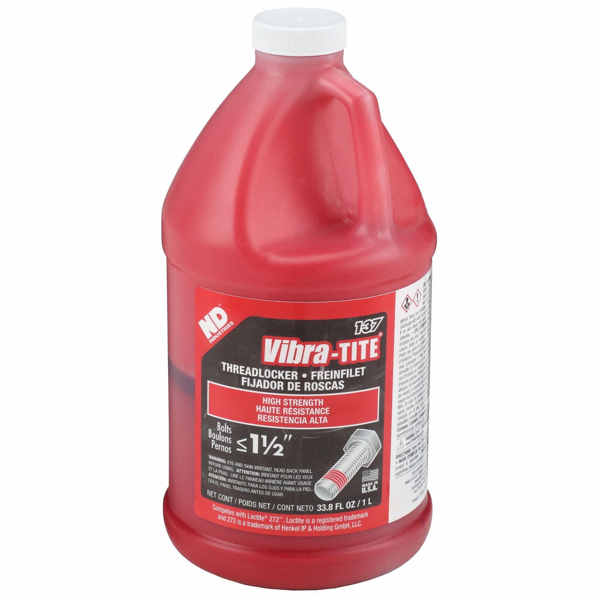 VIBRA-TITE, 137, Red, High-Strength Threadlocker - 49CF56|13700 - Grainger