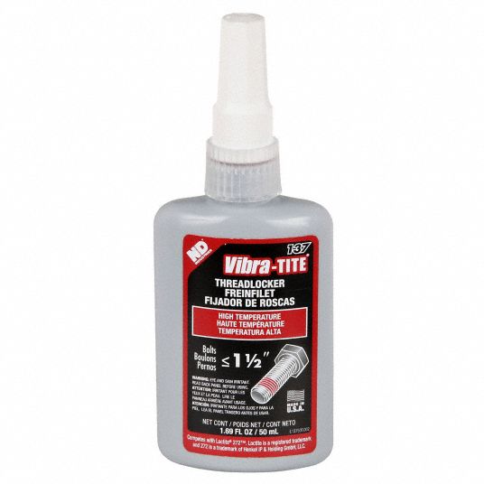VIBRA-TITE, 137, Red, High-Strength Threadlocker - 49CF58|13750 - Grainger