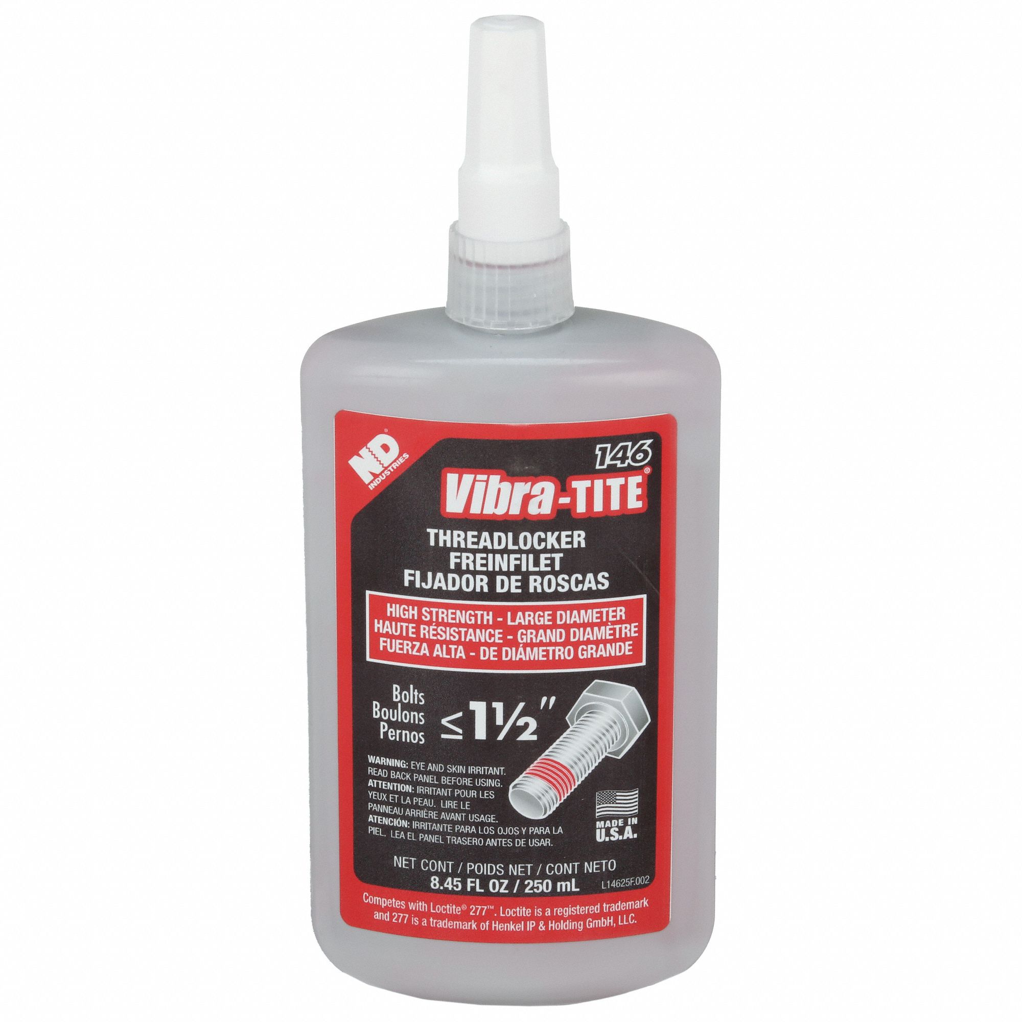 VIBRA-TITE, 146, Red, High-Strength Threadlocker - 49CF66|14625 - Grainger