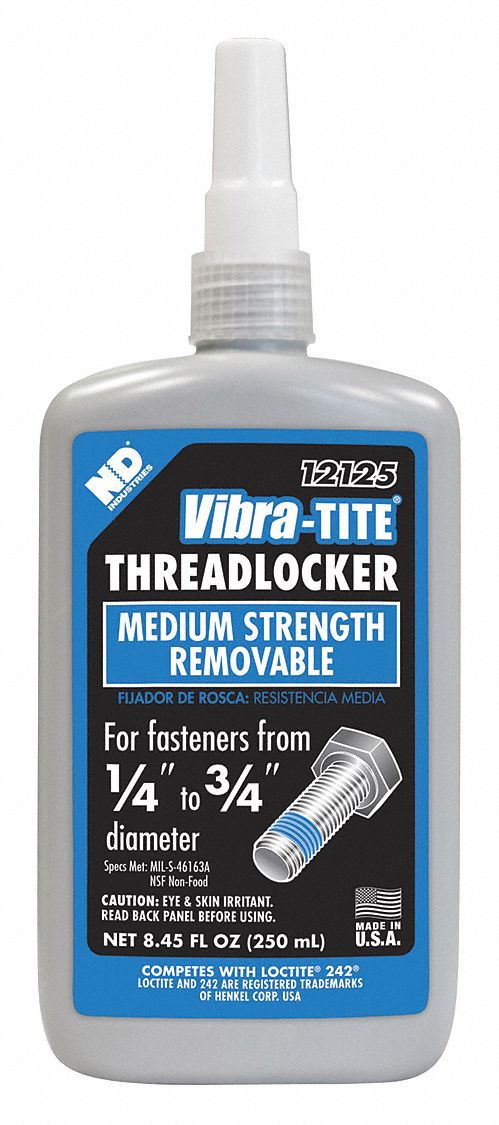VIBRA-TITE, 121, Blue, Medium-Strength Threadlocker - 49CJ64|12125 ...