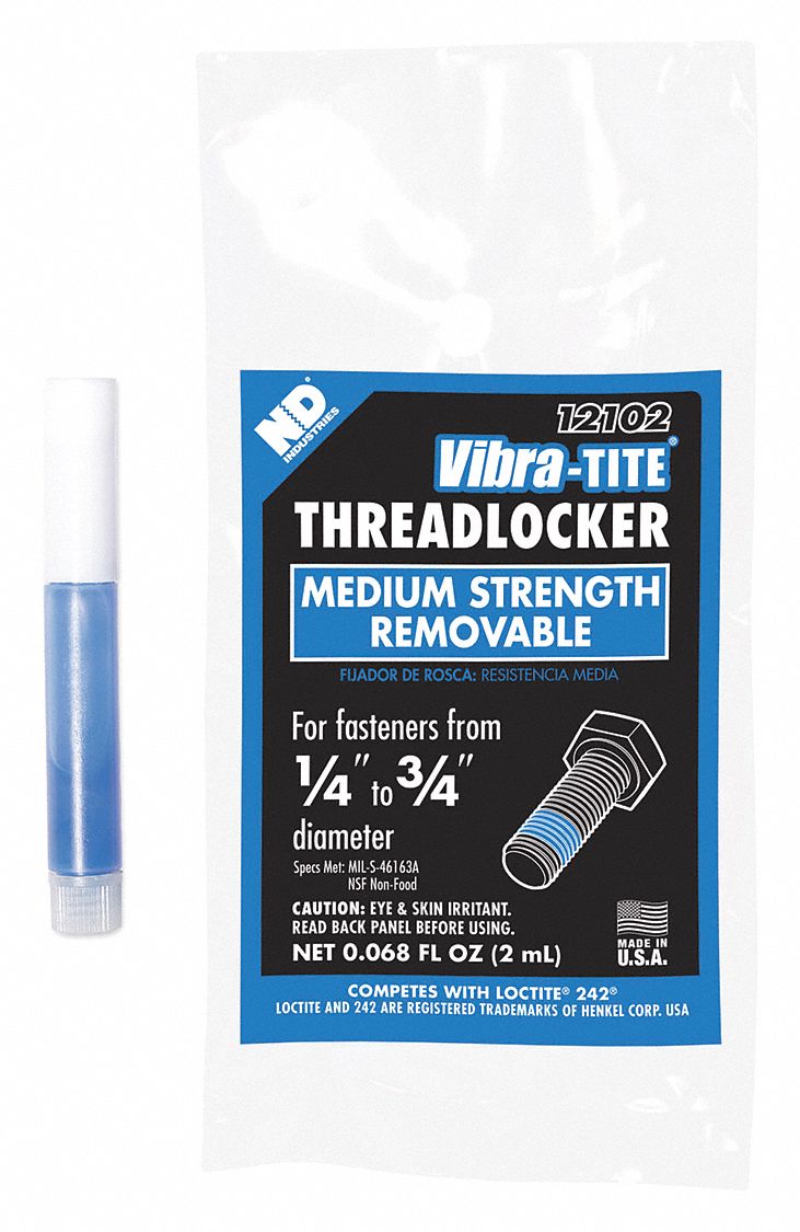 VIBRA-TITE Medium-Strength Threadlocker: 121, Blue, High-Temp Resistant ...