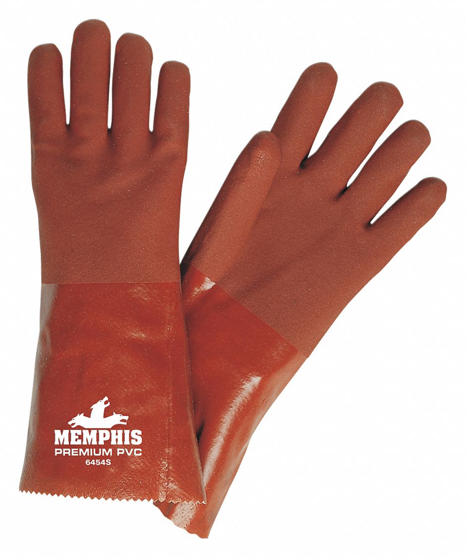 MCR SAFETY Chemical Resistant Gloves: 14 in Glove Lg, Grain, Red, MCR ...
