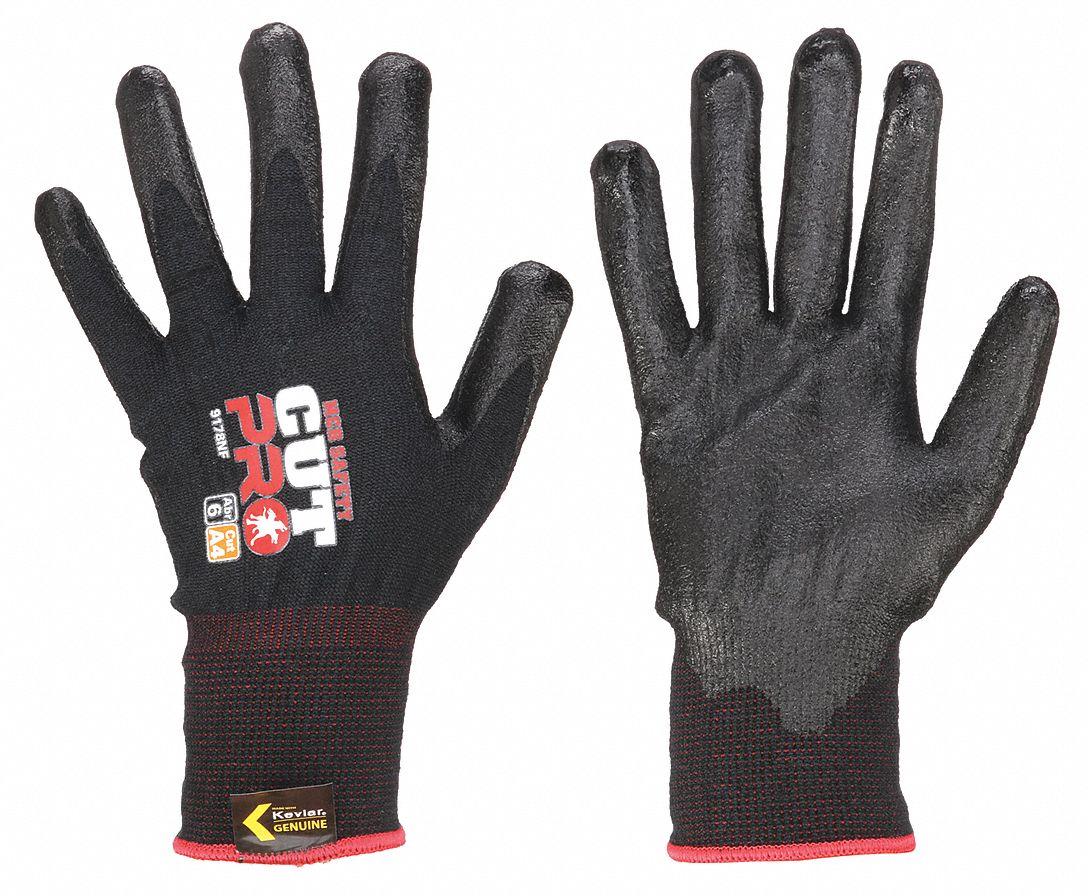 MCR SAFETY COATED GLOVES, 2XL (11), ANSI CUT LEVEL A4, DIPPED PALM, FOAM NITRILE, SMOOTH - Knit ...