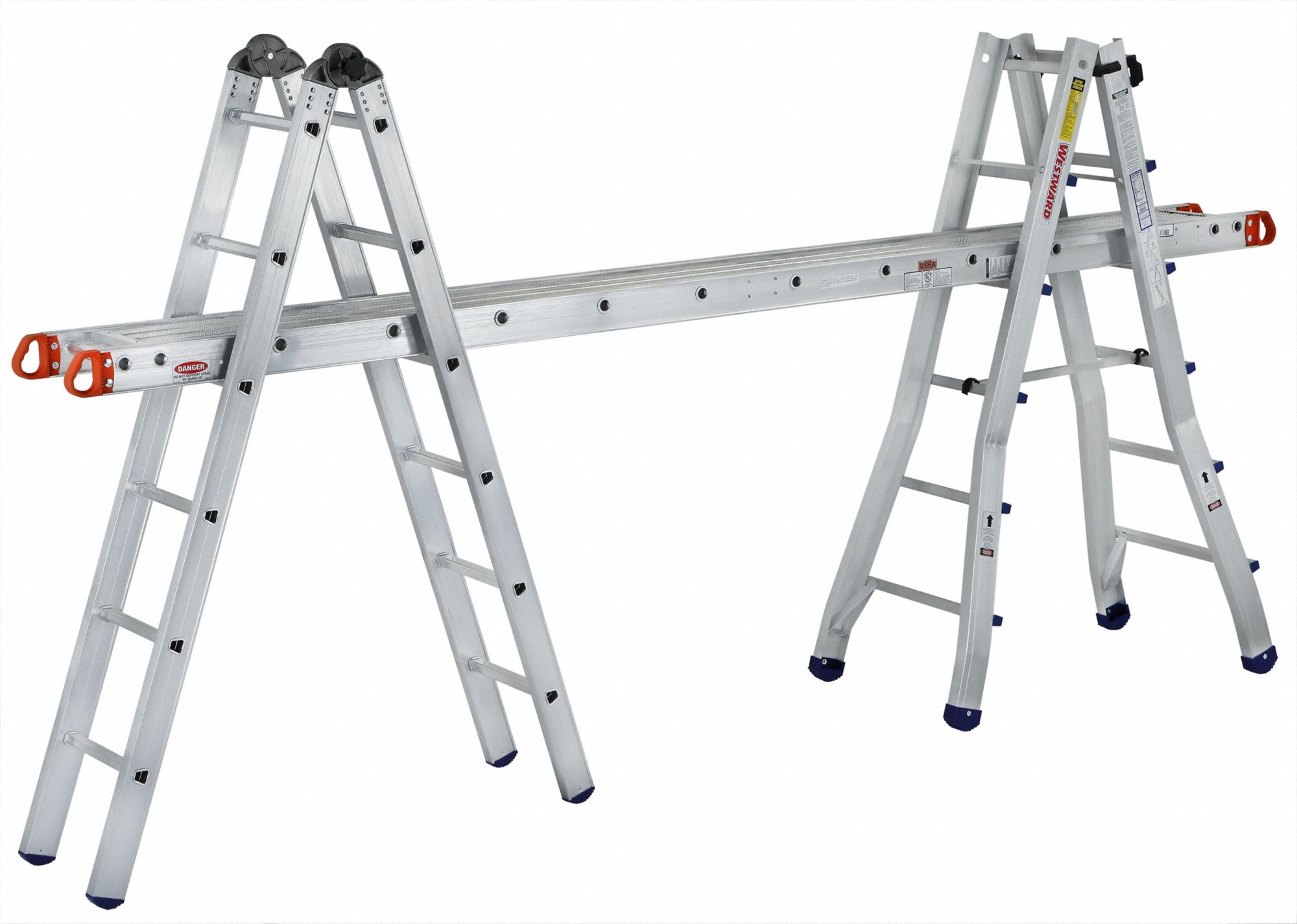 WESTWARD Multipurpose Ladder, Aluminum, 13 ft. H - 49DJ47|49DJ47 - Grainger