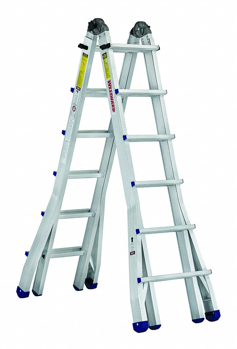 WESTWARD, Aluminum, 300 lb Load Capacity, Multipurpose Ladder - 49DJ47 ...