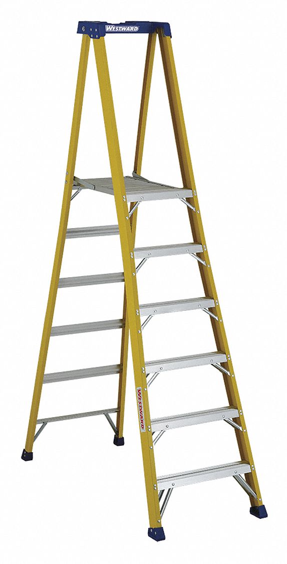 WESTWARD, Fiberglass, 375 lb Load Capacity, Platform Ladder - 49DJ60|WW ...
