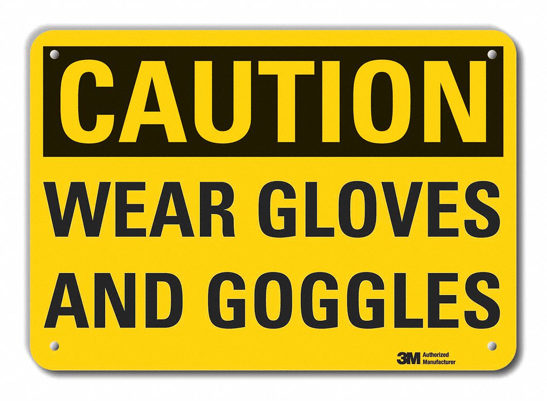 Aluminum, Mounting Holes Sign Mounting, Reflective Eye & Hand Caution ...