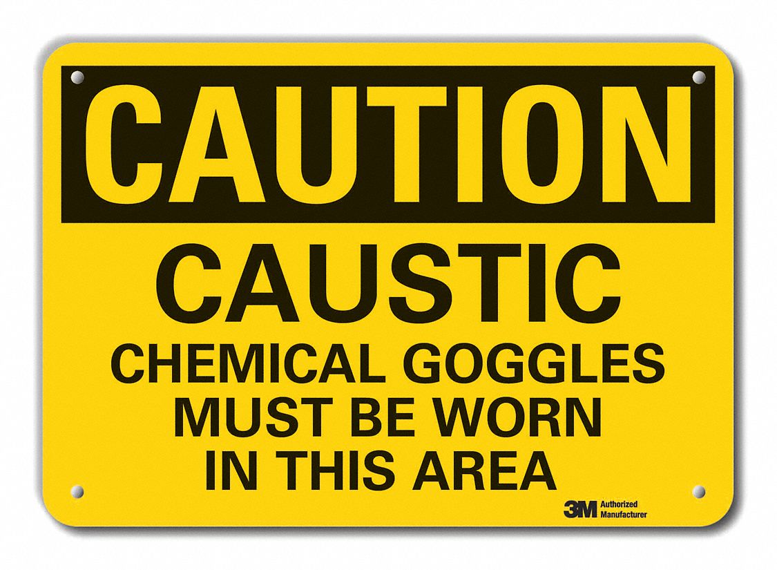 Aluminum, Mounting Holes Sign Mounting, Reflective Caustic Caution Sign ...