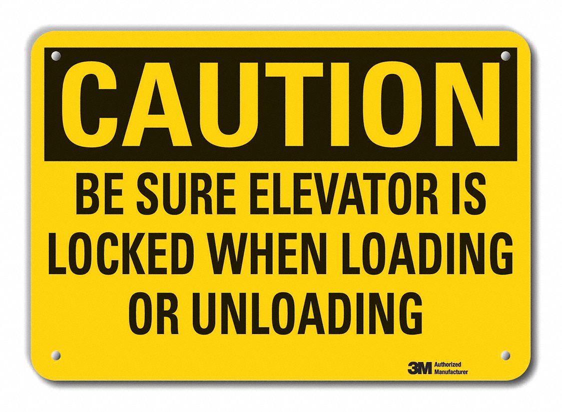 Aluminum, Mounting Holes Sign Mounting, Reflective Elevator Hazard ...