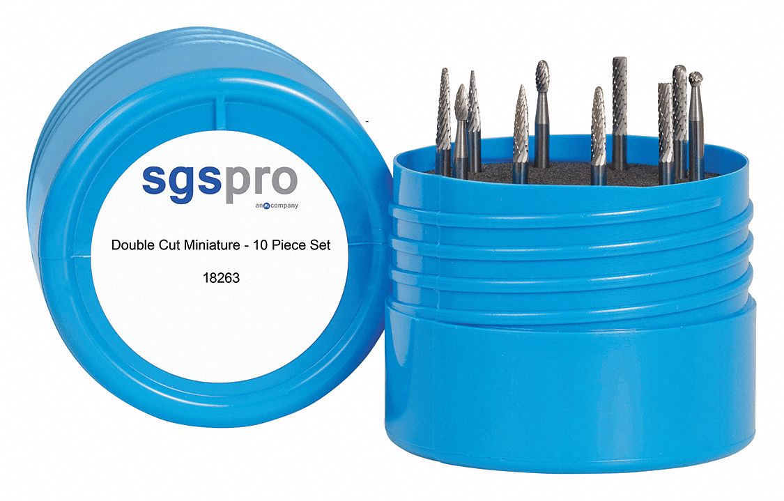 SGS PRO, 1/4" Shank, Double Cut, Carbide Bur Set - 49EJ78|18263 - Grainger