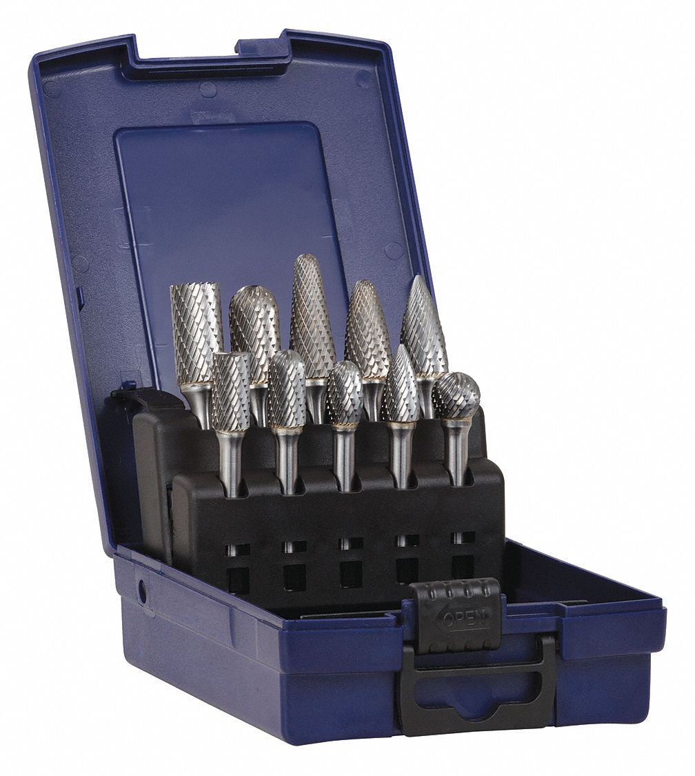 SGS PRO, 1/4" Shank, Double Cut, Carbide Bur Set - 49EK23|18261 - Grainger