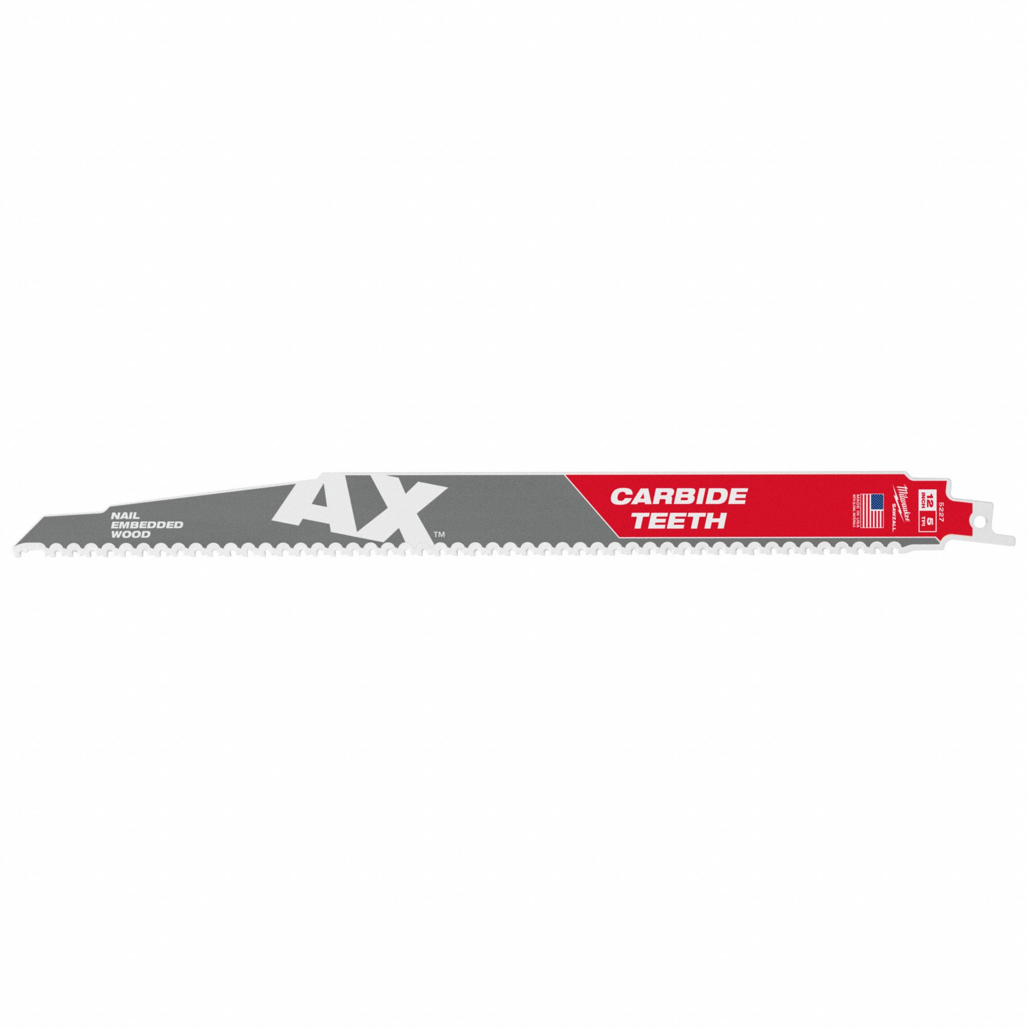 MILWAUKEE, 5 Teeth per Inch, 12 in Blade Lg, Reciprocating Saw Blade ...