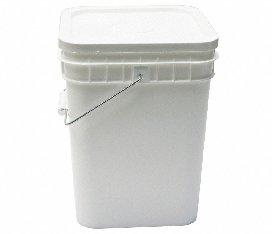 GRAINGER APPROVED Balde Cuadrado, Color Blanco de 4.0 gal., Material ...