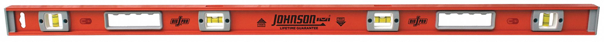 JOHNSON LEVEL & TOOL ALUMINUM LEVEL,48 IN L,4 VIALS - Box, I-Beam, and ...