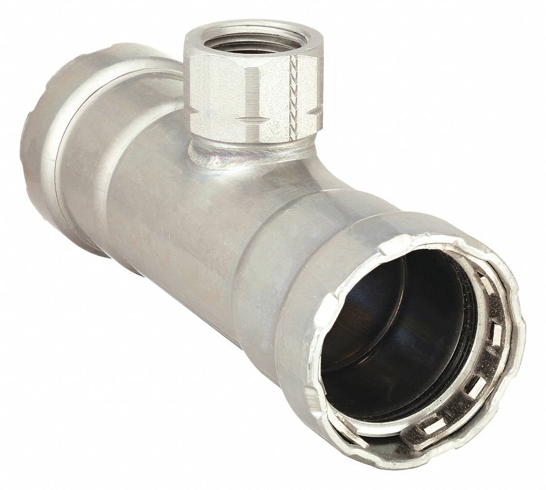 VIEGA MEGAPRESS, 2 in Pipe x 2 in Pipe x 1/2 in Pipe Size, Steel, Crimp ...