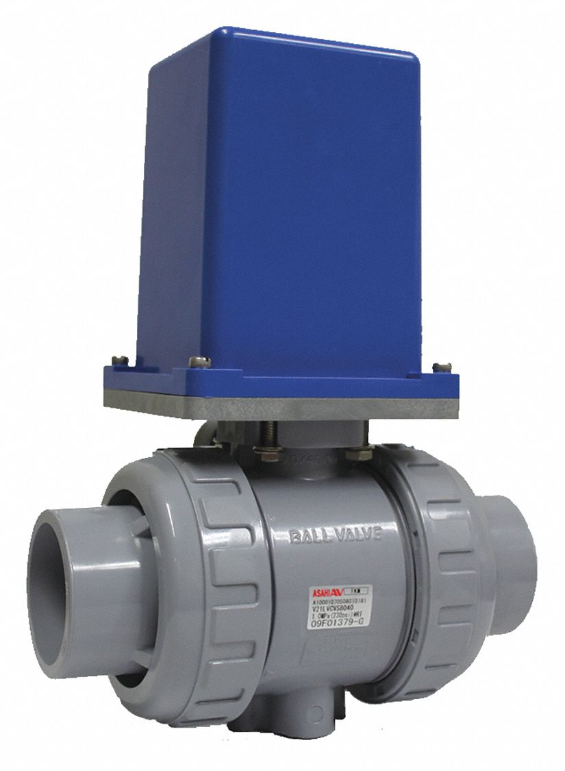 ASAHI, 1/2 in, CPVC, Electrically Actuated Two-Way Ball Valve - 49FC40 ...