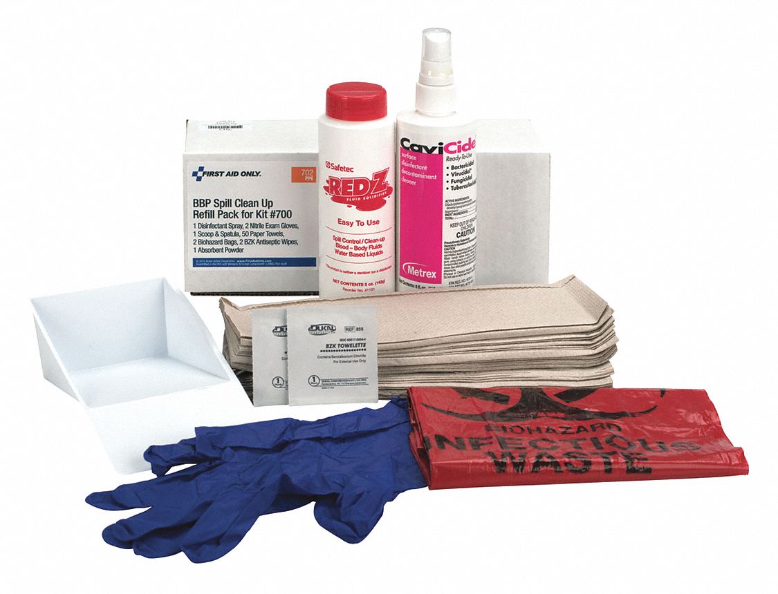 Spill Clean Up Pack, Bloodborne Pathogen Kit Refill - 49H354|702 - Grainger
