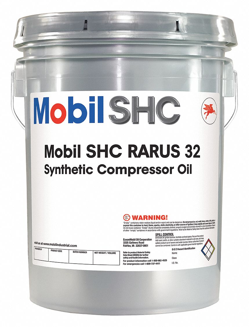 MOBIL Compressor Oil: 5 gal, Pail, 10 SAE Grade, 32 ISO Viscosity Grade ...