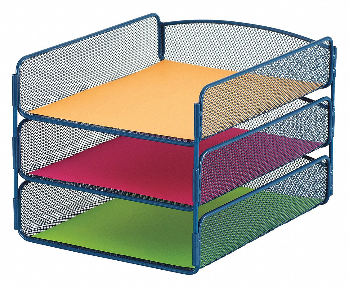 SAFCO, 3 Compartments, Metal/Steel, Desktop Organizer - 619P62|3271BU ...