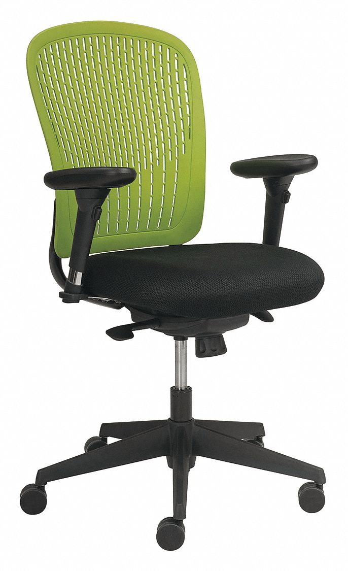 Task Chair, Task Chair, Green, Fabric, 17 in to 21 in Nominal Seat ...