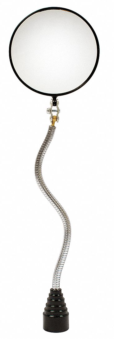 MAG-MATE, 3 7/8 in Dia Mirror Size, Mirr. Mat. Glass, Inspection Mirror ...