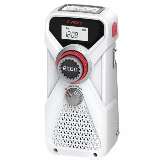 25 lm Max Brightness, 4 hr Max Run Time, Crank Flashlight/Radio ...