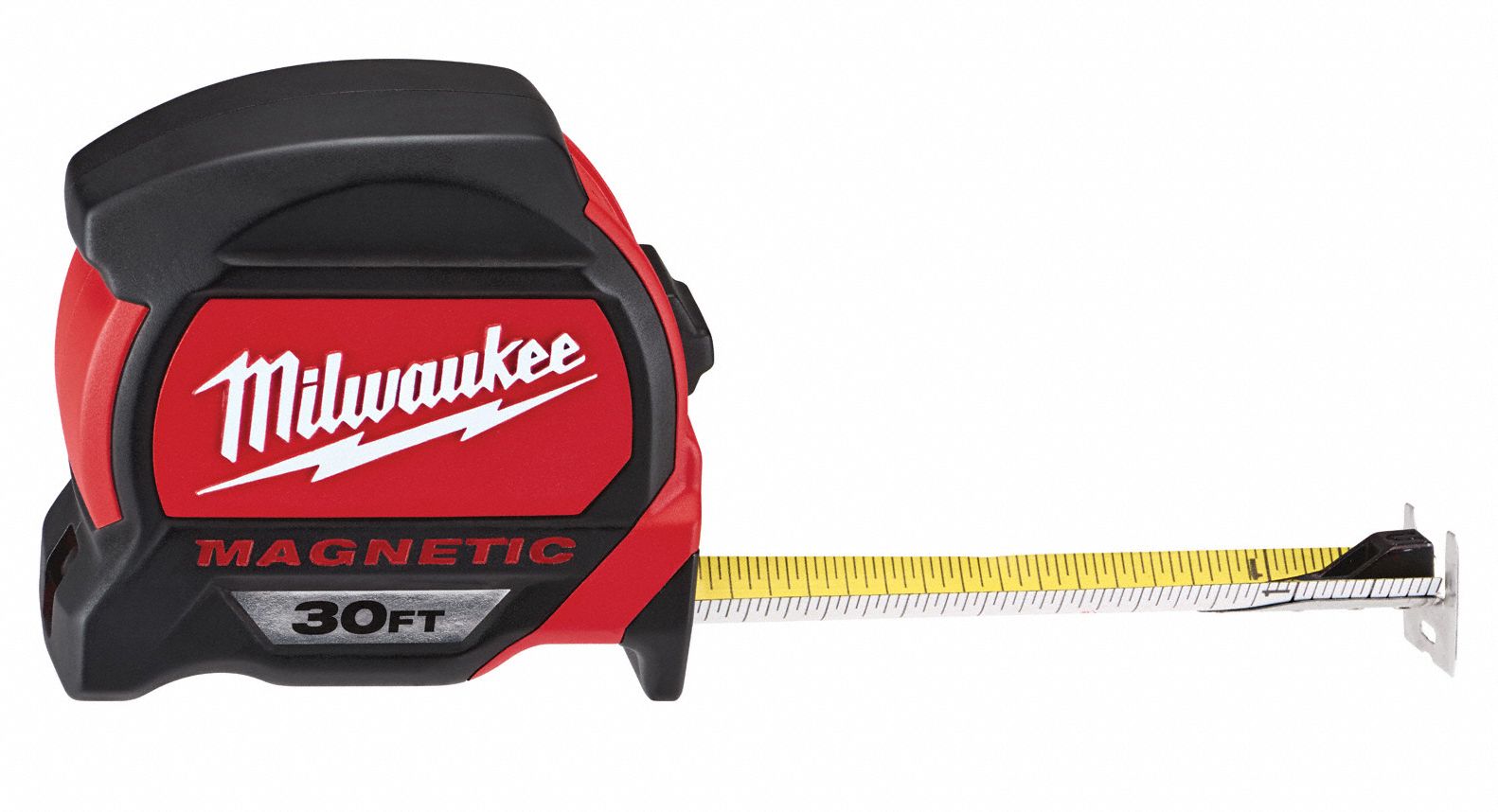 MILWAUKEE 30 ft. Steel SAE Magnetic Tip Tape Measure, Black/Red ...