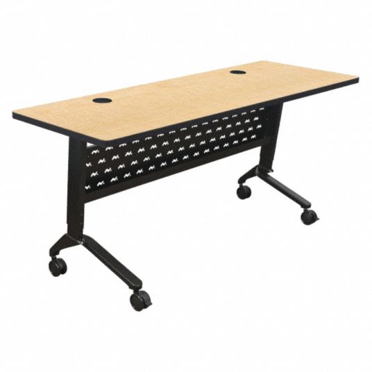 Adjustable Table,24"Dx60"W,Fusion Maple - Grainger