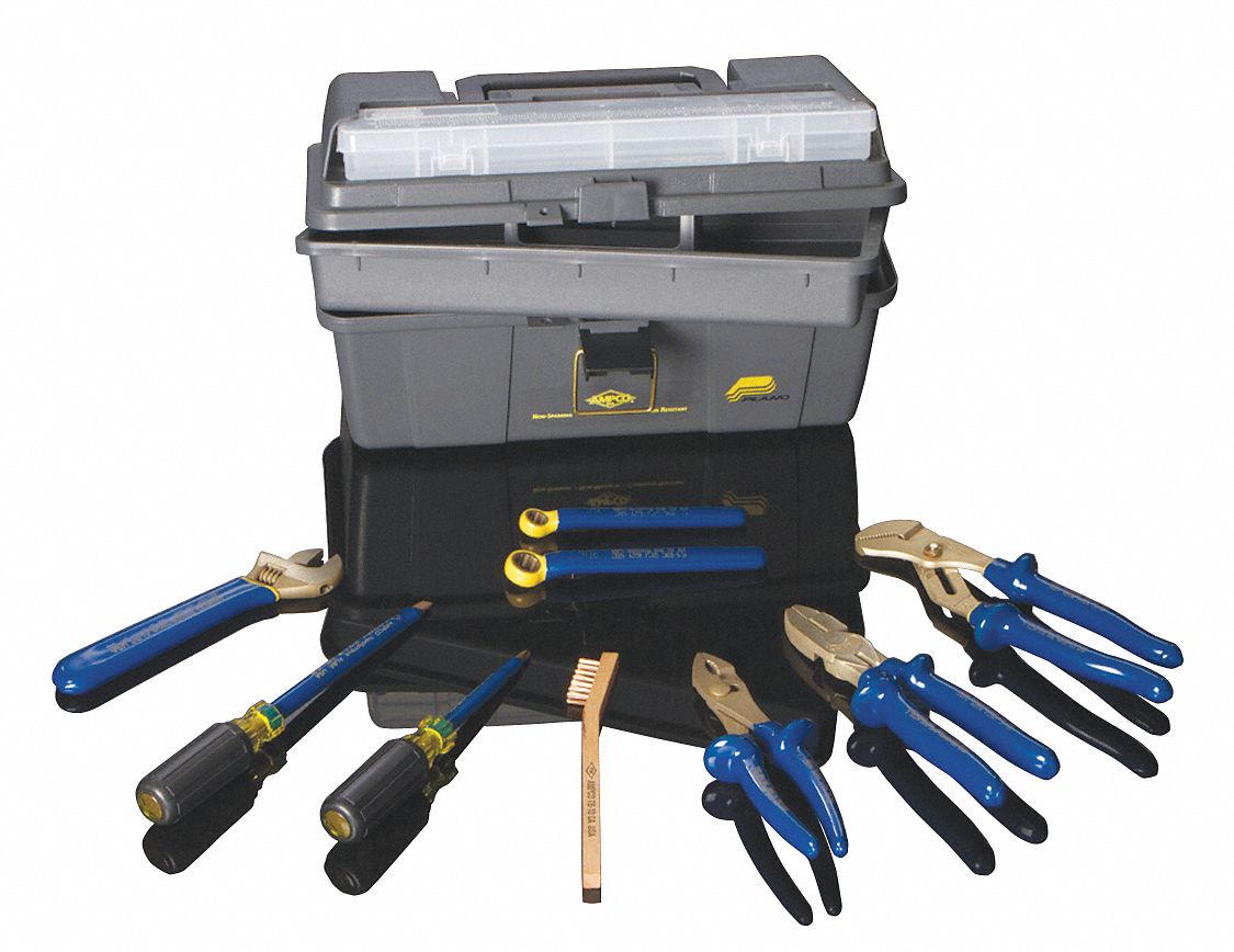 AMPCO, 9 Total Pcs, Tool Box, Insulated Nonsparking Tool Kit - 49UG86 ...