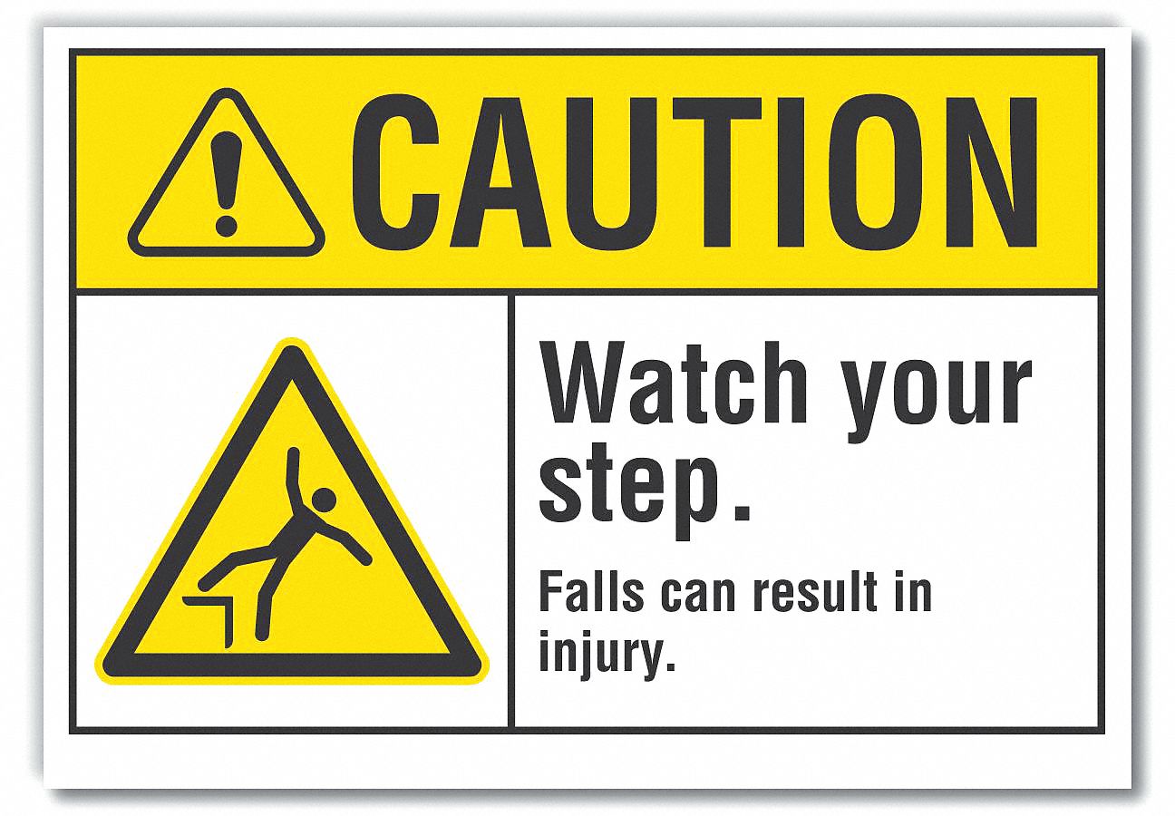 Non-PVC Polymer, Adhesive Sign Mounting, Caution Sign - 455H24|LCU3 ...