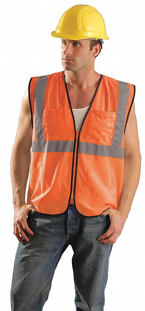 High Visibility Vest,Orange,2XL/3XL - Grainger