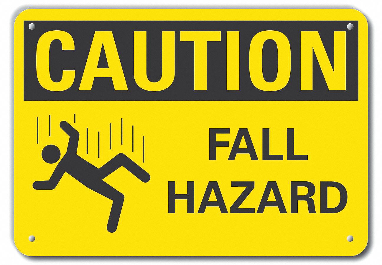 Aluminum, Mounting Holes Sign Mounting, Reflective Fall Hazard Caution ...