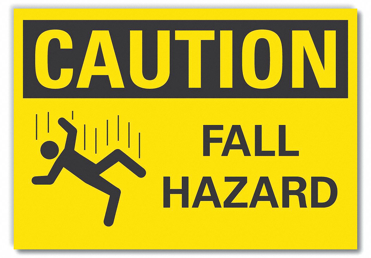 Reflective Sheeting, Adhesive Sign Mounting, Fall Hazard Caution ...