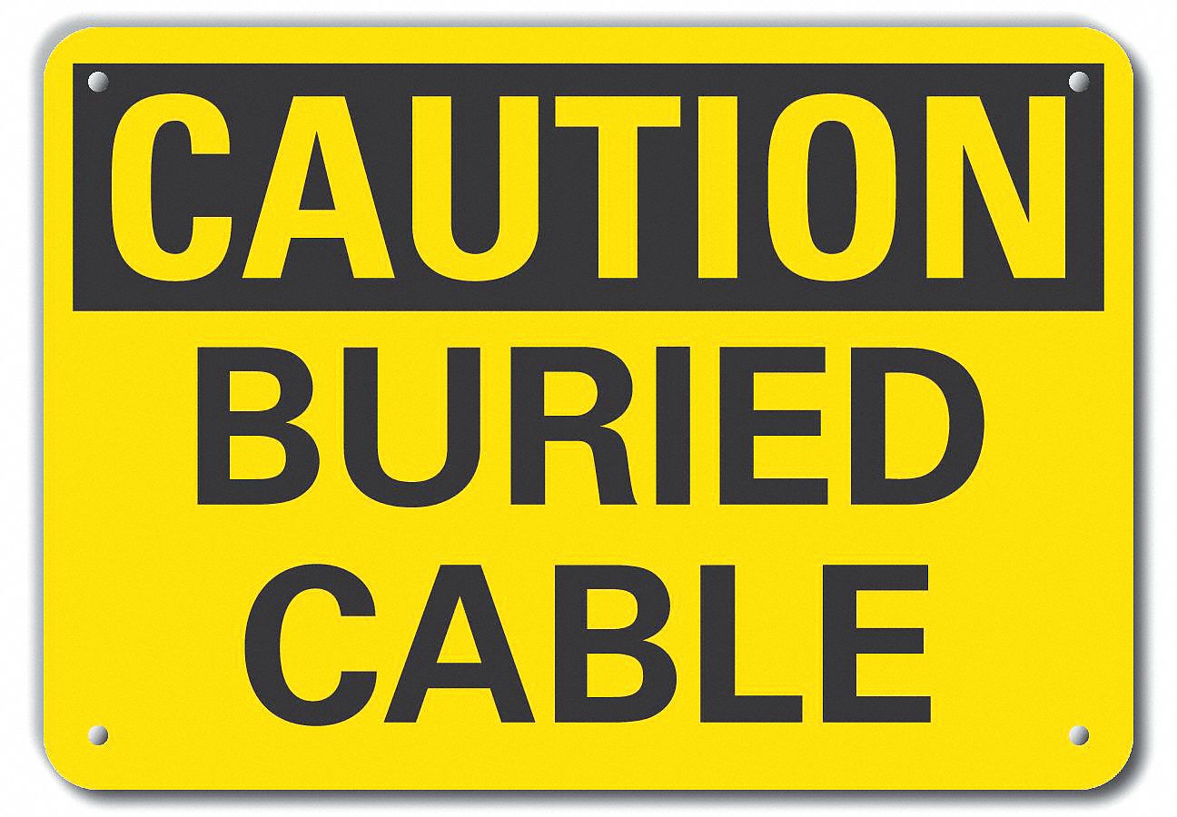 Aluminum, Mounting Holes Sign Mounting, Reflective Buried Cable Caution ...