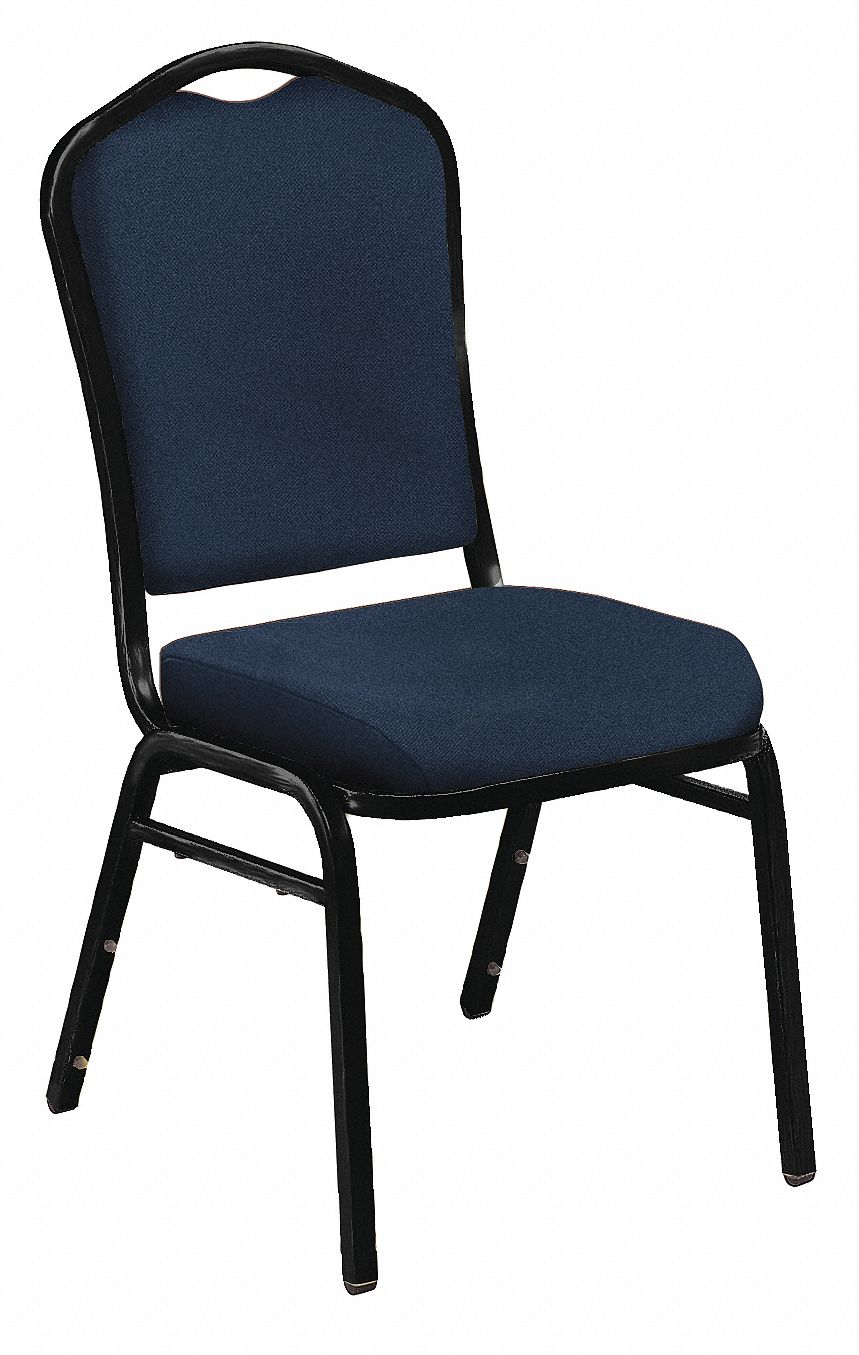 Black Steel Stacking Chair with Midnight Blue Seat Color, 1EA - Grainger