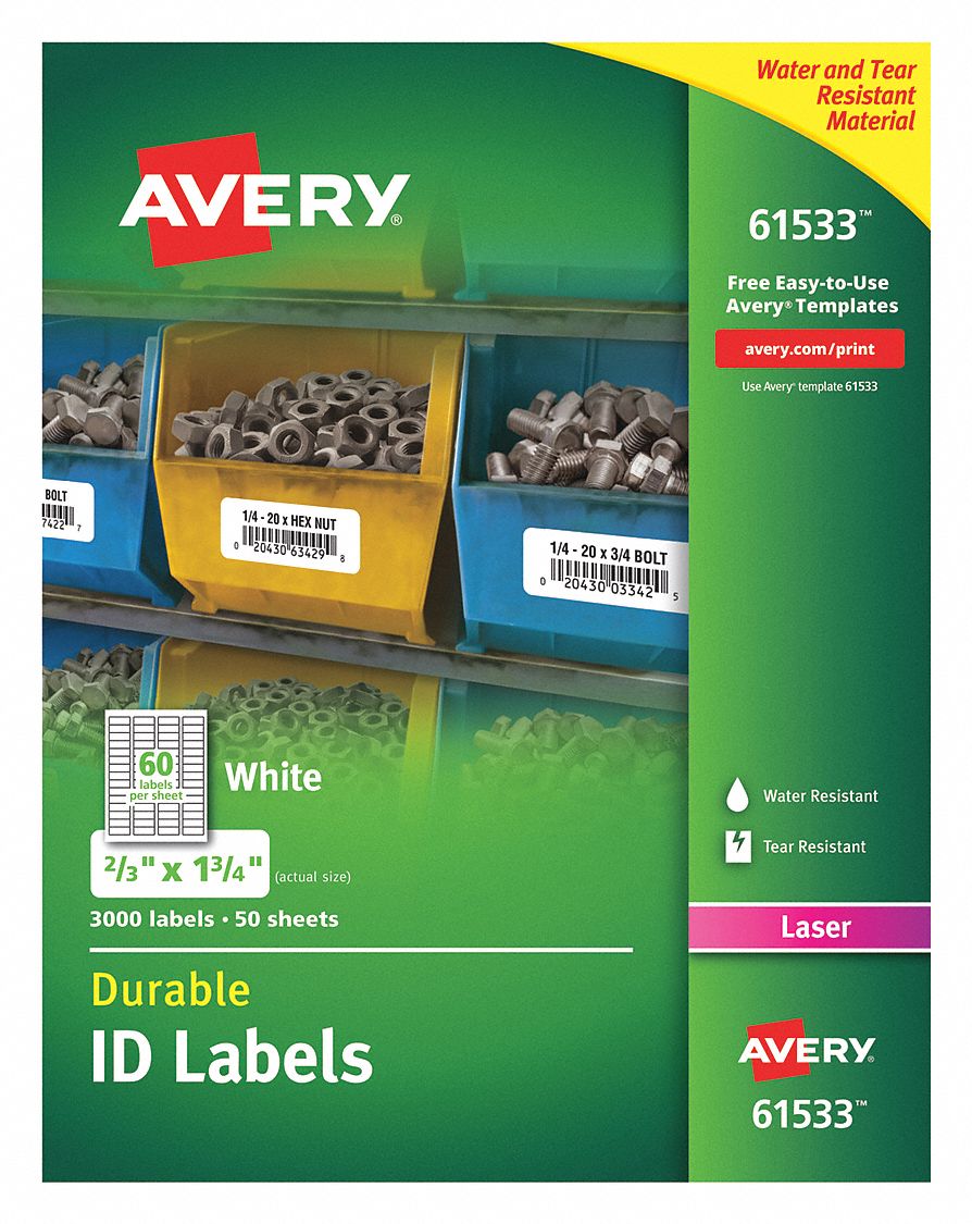 AVERY, 50, PK, Label - 49VT38|7278261533 - Grainger