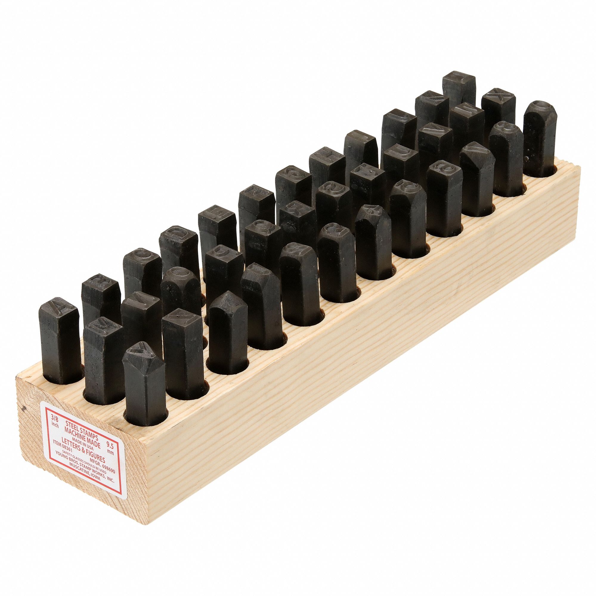 YOUNG BROS. STAMP WORKS, 3/8 in Character Ht, 2 7/8 in Shank Lg, Hand ...