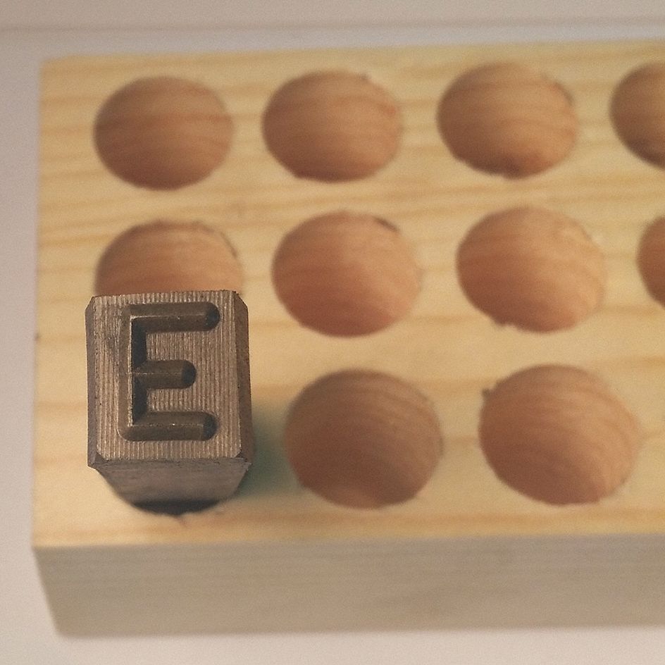 YOUNG BROS. STAMP WORKS, E, 1/8 in Character Ht, Hand Stamp Character ...