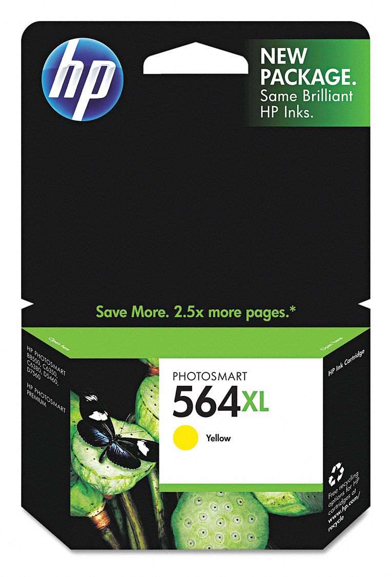 HP, Yellow, 564XL, High Yield Ink Cartridge - 49WK04|CB325WN#140 - Grainger
